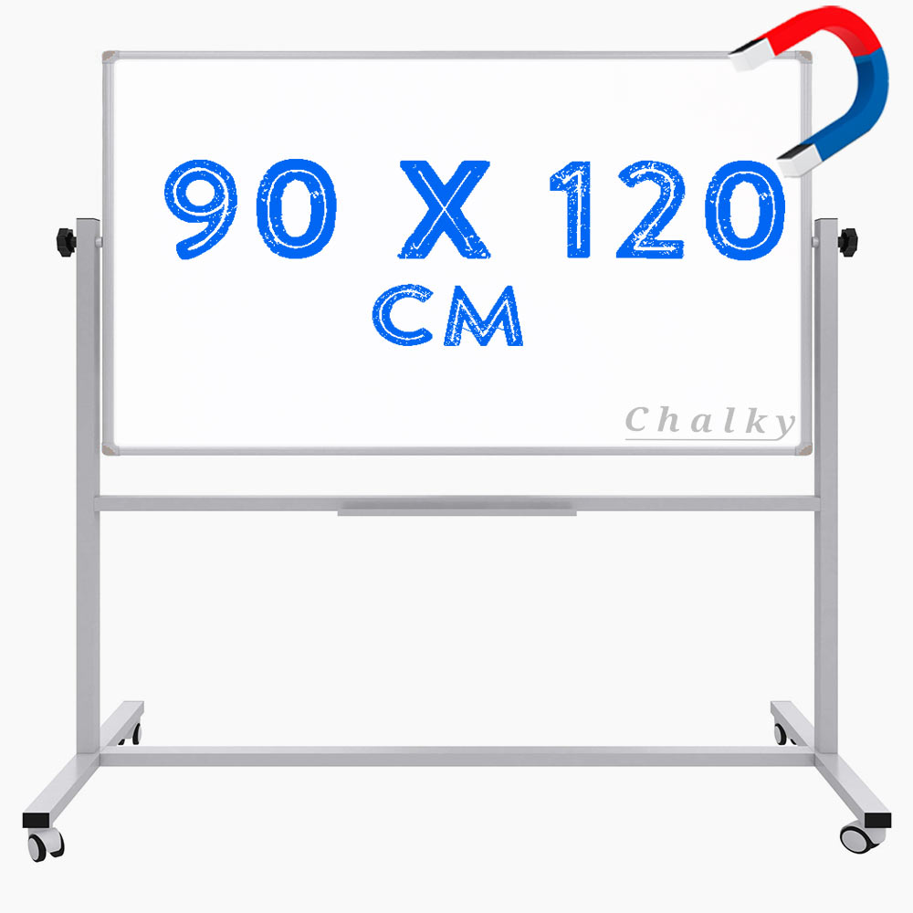 Chalky Mobil Tekerlekli Çift Tarafli Manyetik Beyaz Yazı Tahtası 90x120 cm